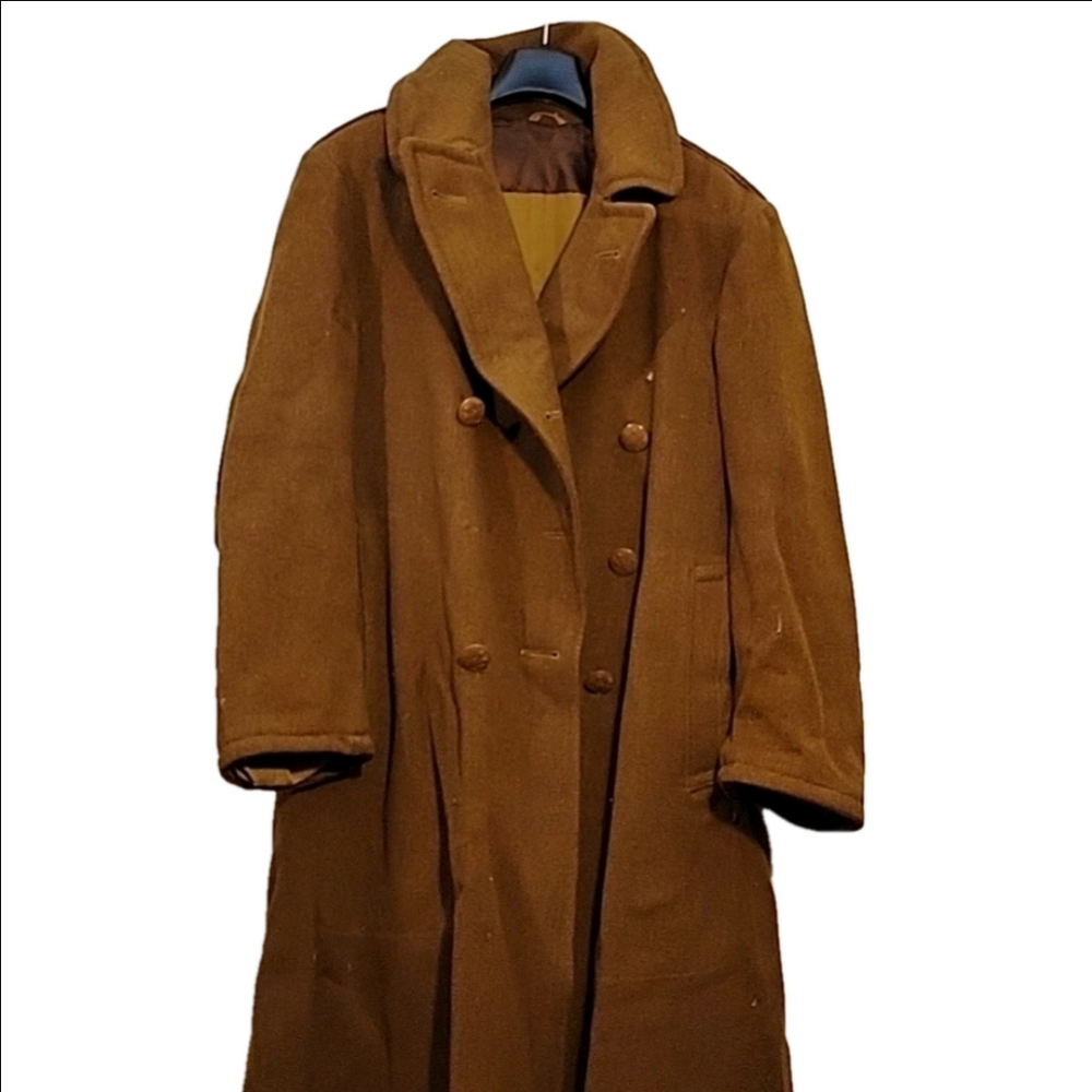 Heavy Weight Vintage Military Trench Over Coat Wool C… - Gem
